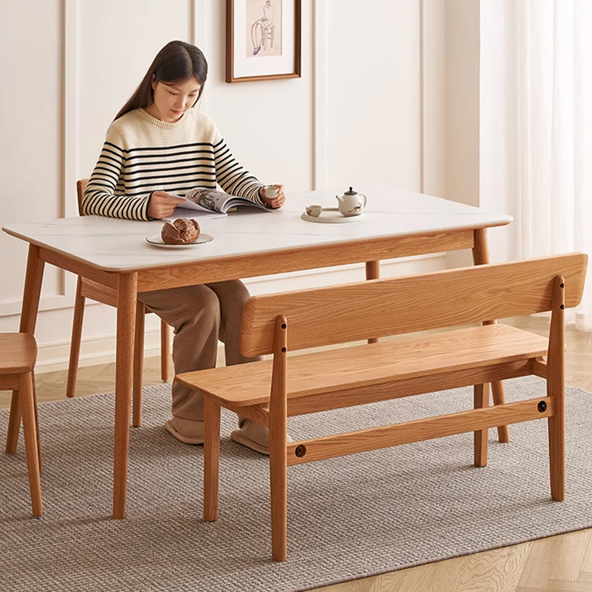 BACKY 實木長板凳, 木紋 - HOMEE 合宜家居